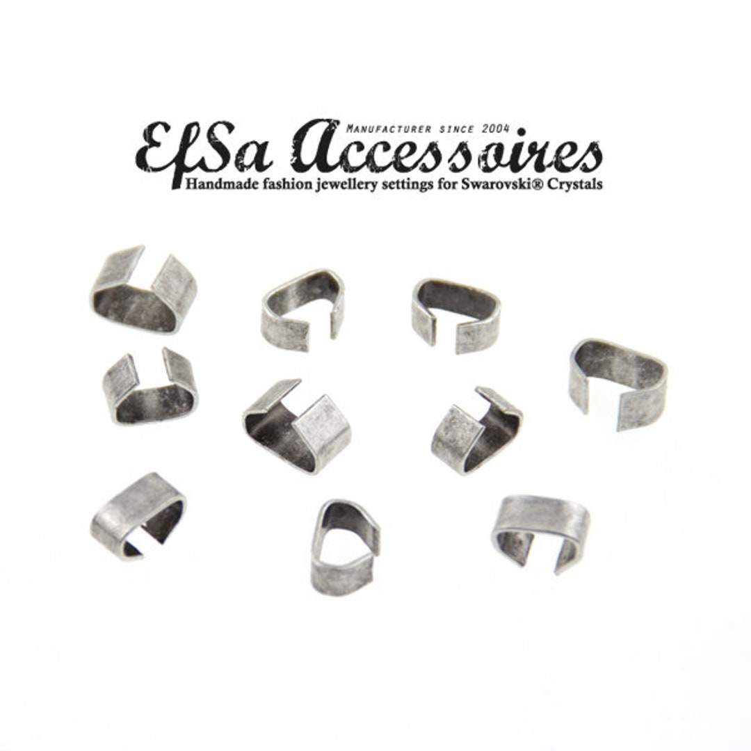 50 Silver Metal Crimp, Fold Over Crimp, Cord Crimp, Crimp Fastener ...