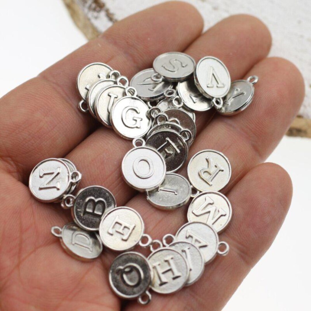 Alphabet Letter Pendant Connectors, Tiny Initial Letters Charms, Tag ...