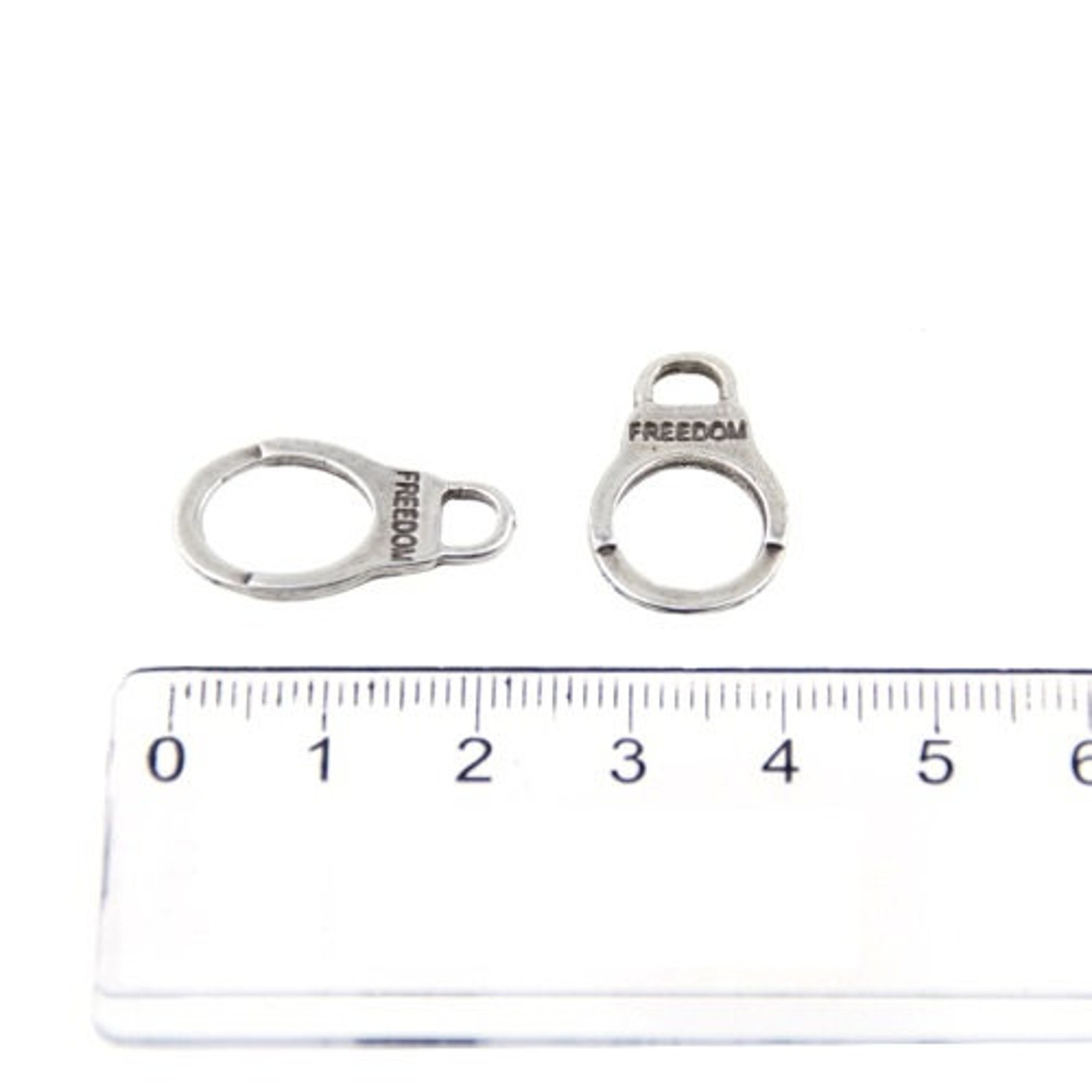 20 Silver Charms, Freedom Handcuff Connector, Bracelet Connector, Zamak ...