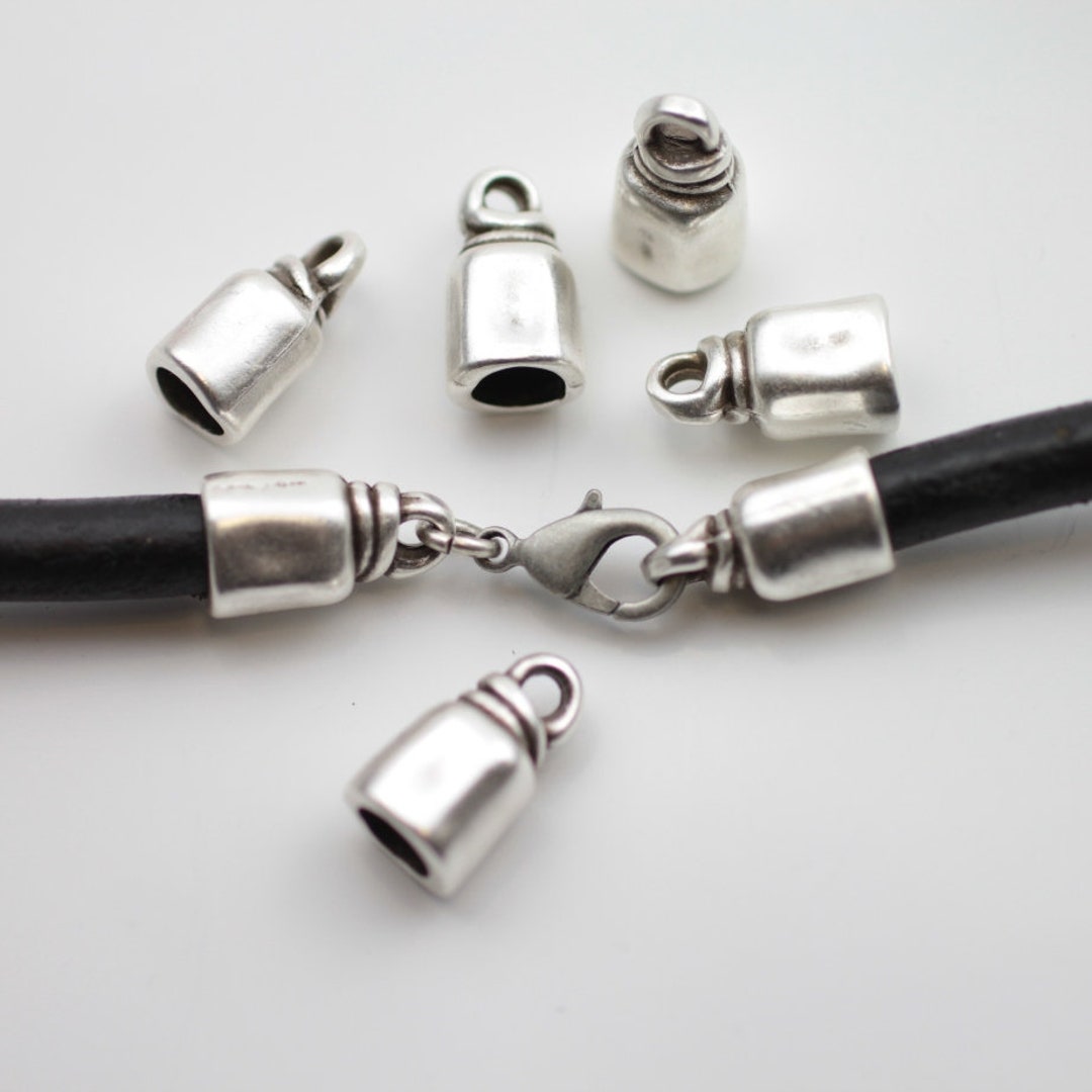 10 Cord End Caps, Bell End Cap for Round Leather, Necklace End Caps ...