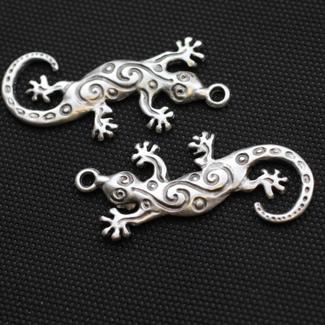 5 Gecko Pendant, Lizard Gecko Pendant, Large Gecko Charms, Animal ...
