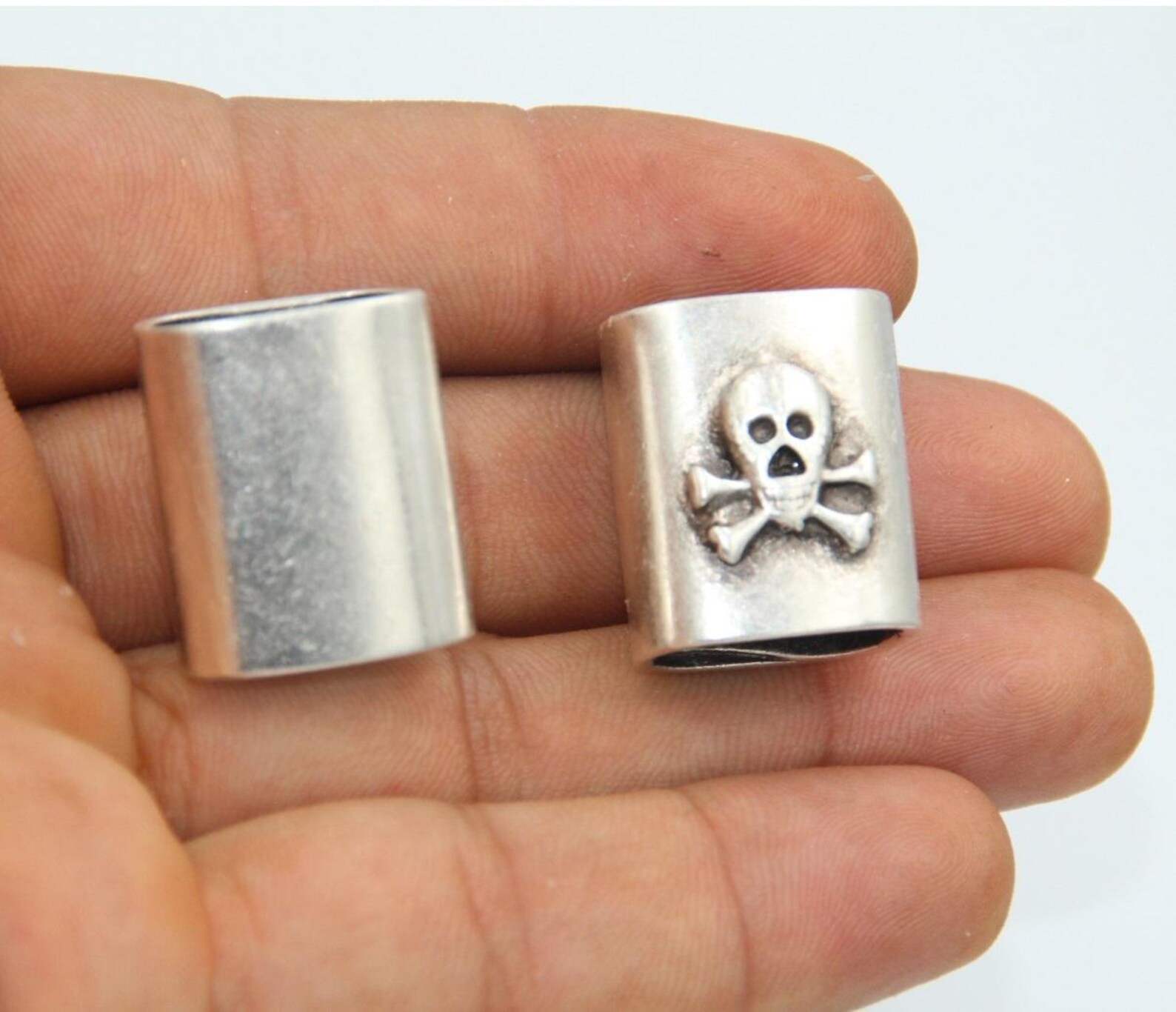 1 Skull Keychain Findings, Silver Keychain Slider Beads,diy Keychain ...