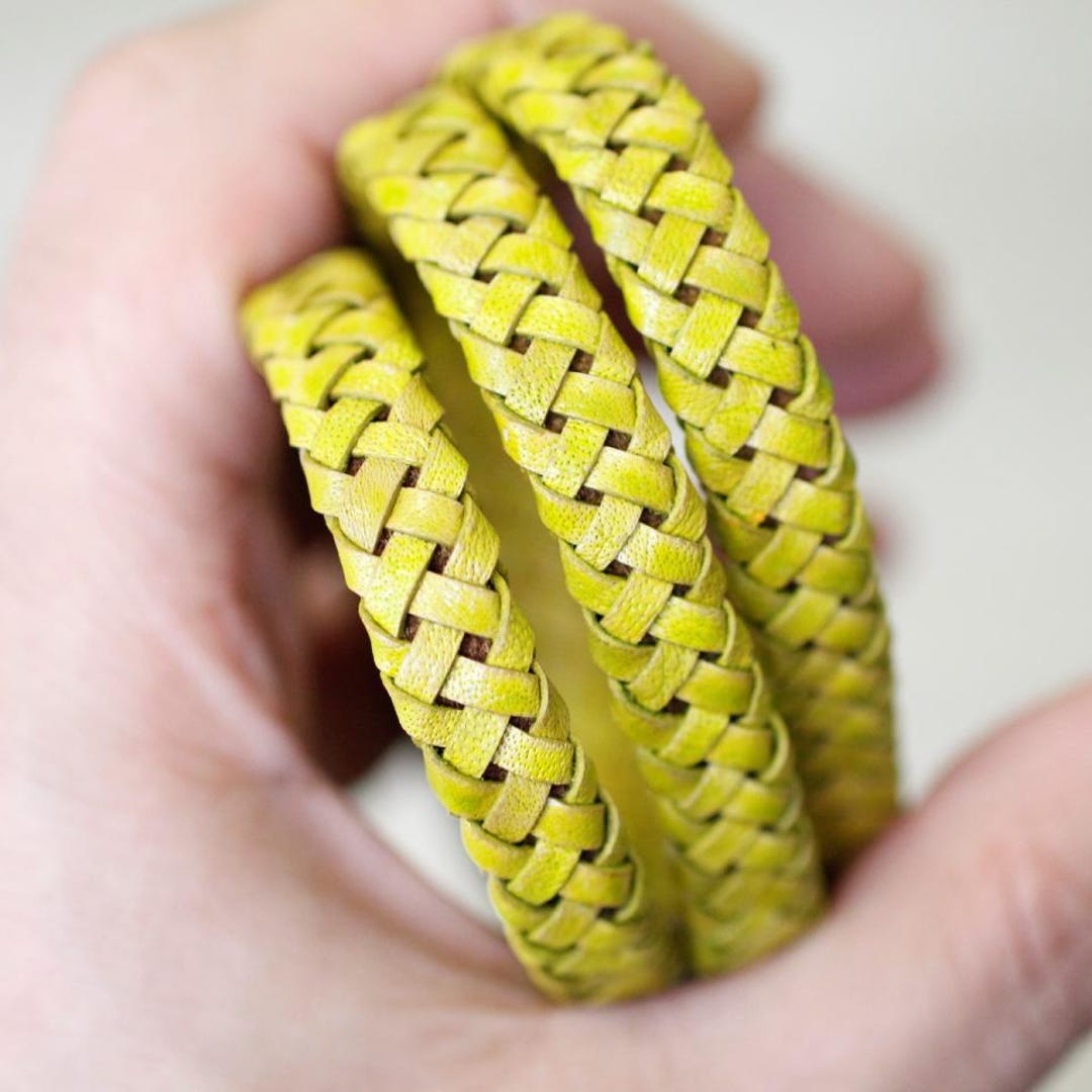Olive Braid Leather Cord, Hand Braided Leather, 10x5mm Leather for ...