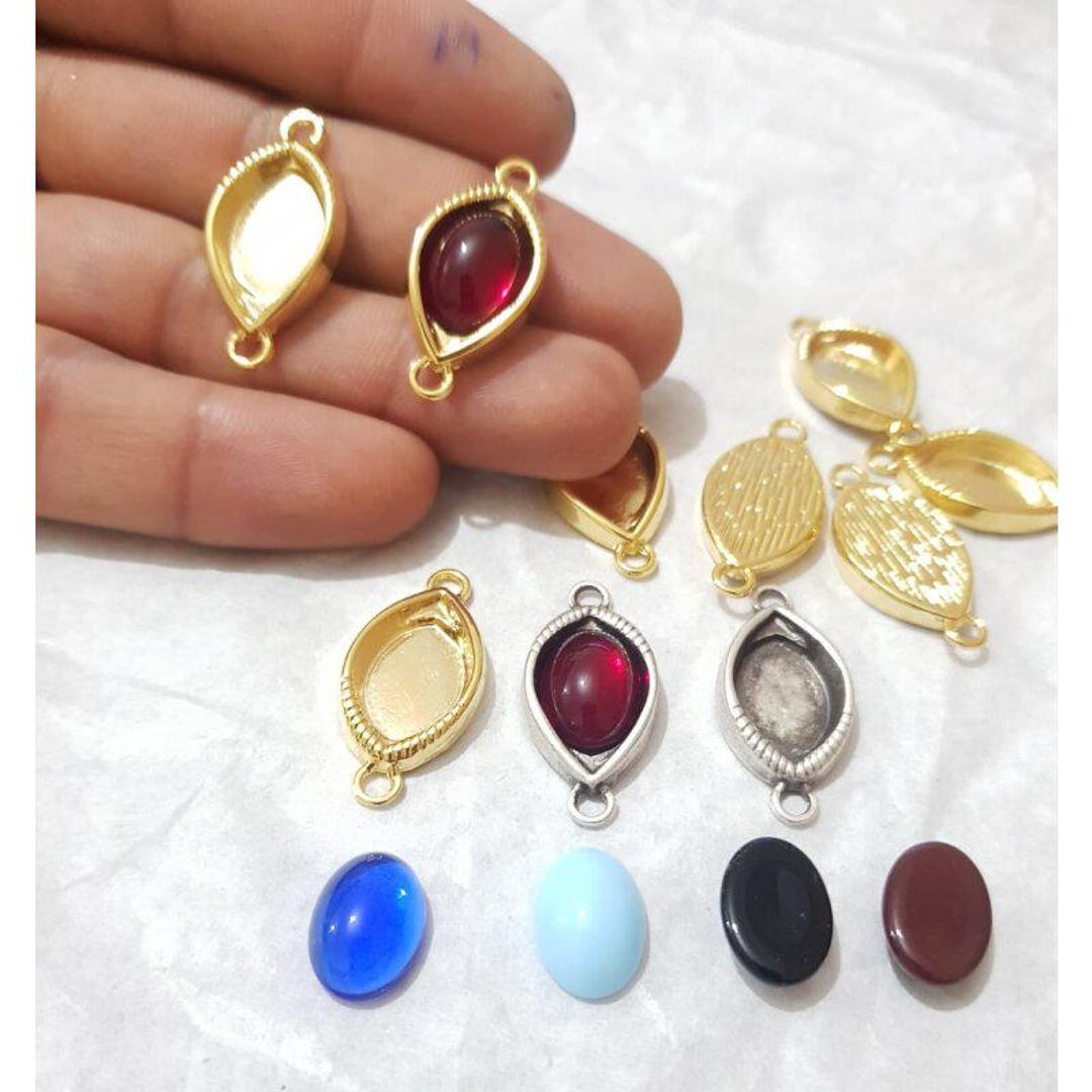 5 Gold Bezel Base Link Connector, Bezel Base Setting, Cabochon Bezel ...