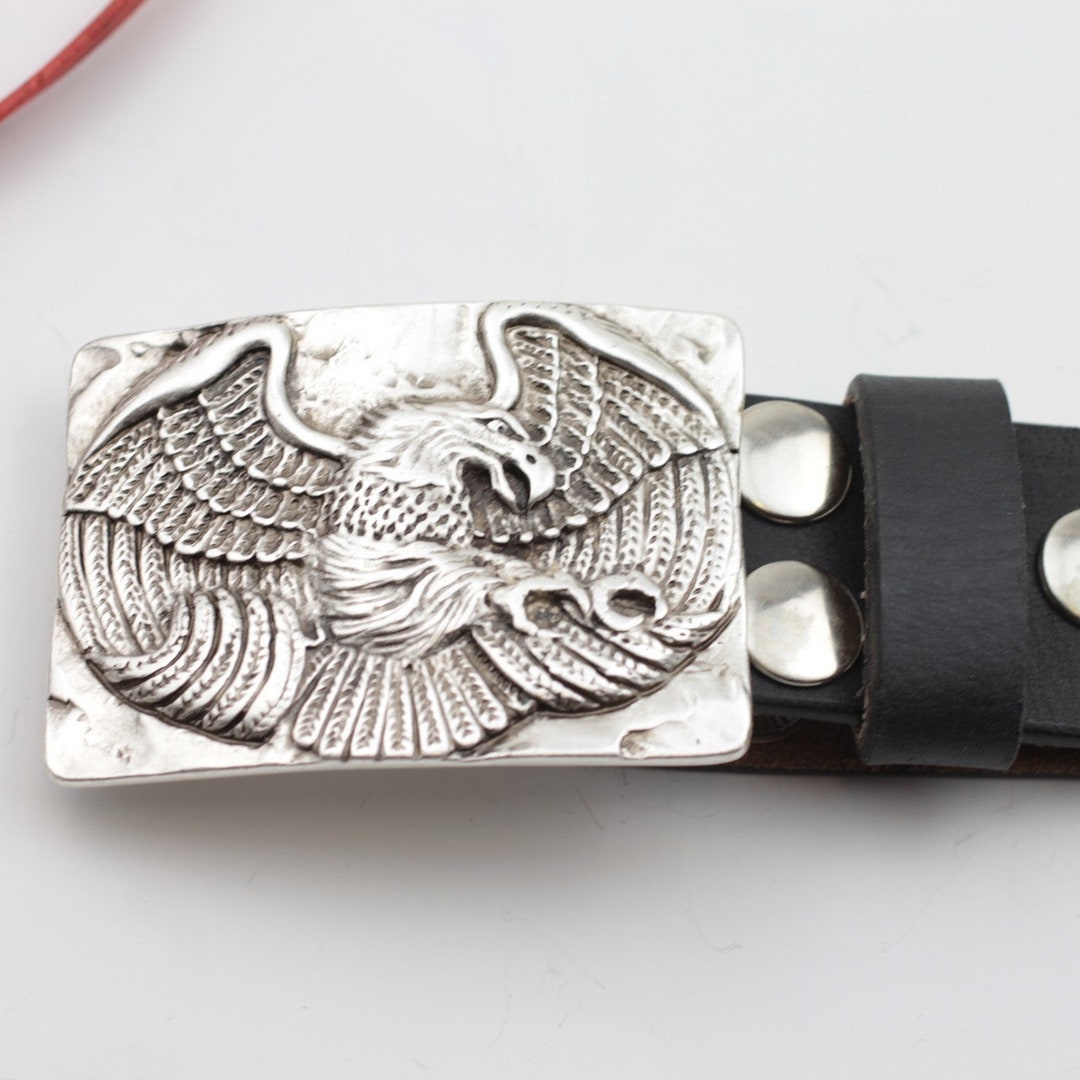 Silver Eagle Belt Buckle, Antique Pewter Animal Buckle - Etsy