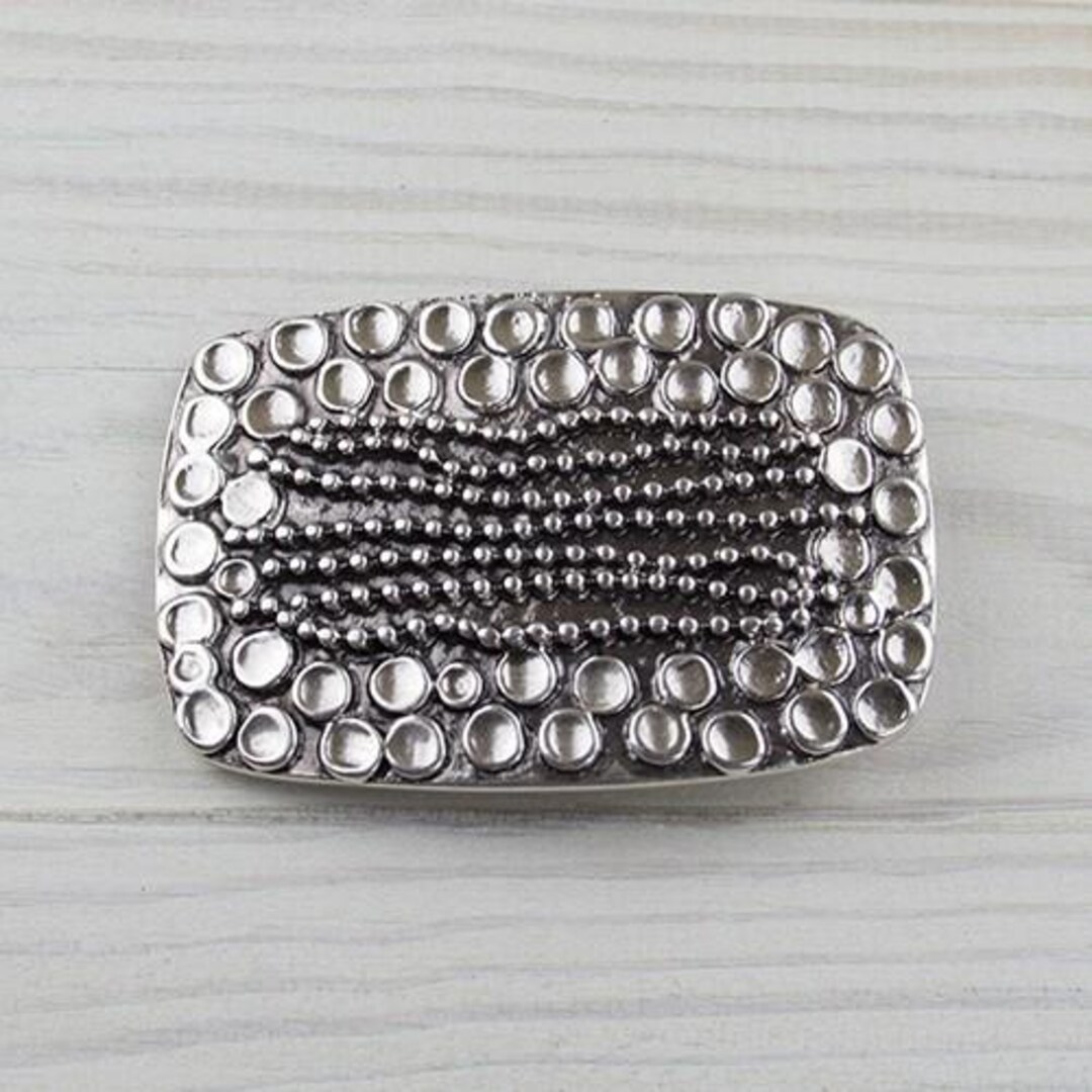 Silver Belt Buckle, Rectangle Belt Buckle, Dotted Belt Buckle, Metal ...