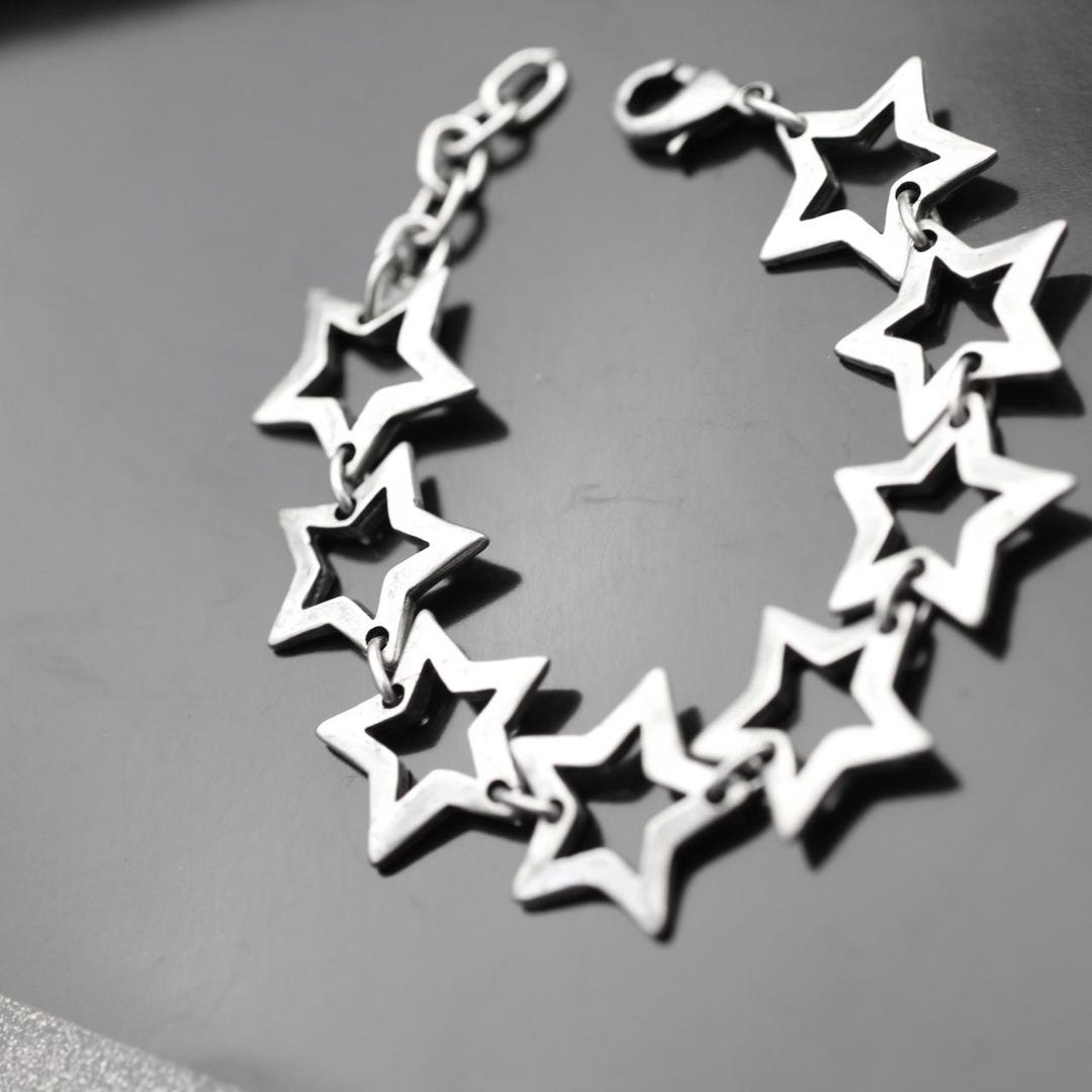 Silver Star Bracelet, Star Chain Bracelet, Starry Bracelet, Star ...