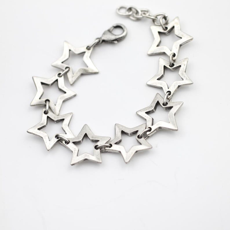 Silver Star Bracelet, Star Chain Bracelet, Starry Bracelet, Star ...