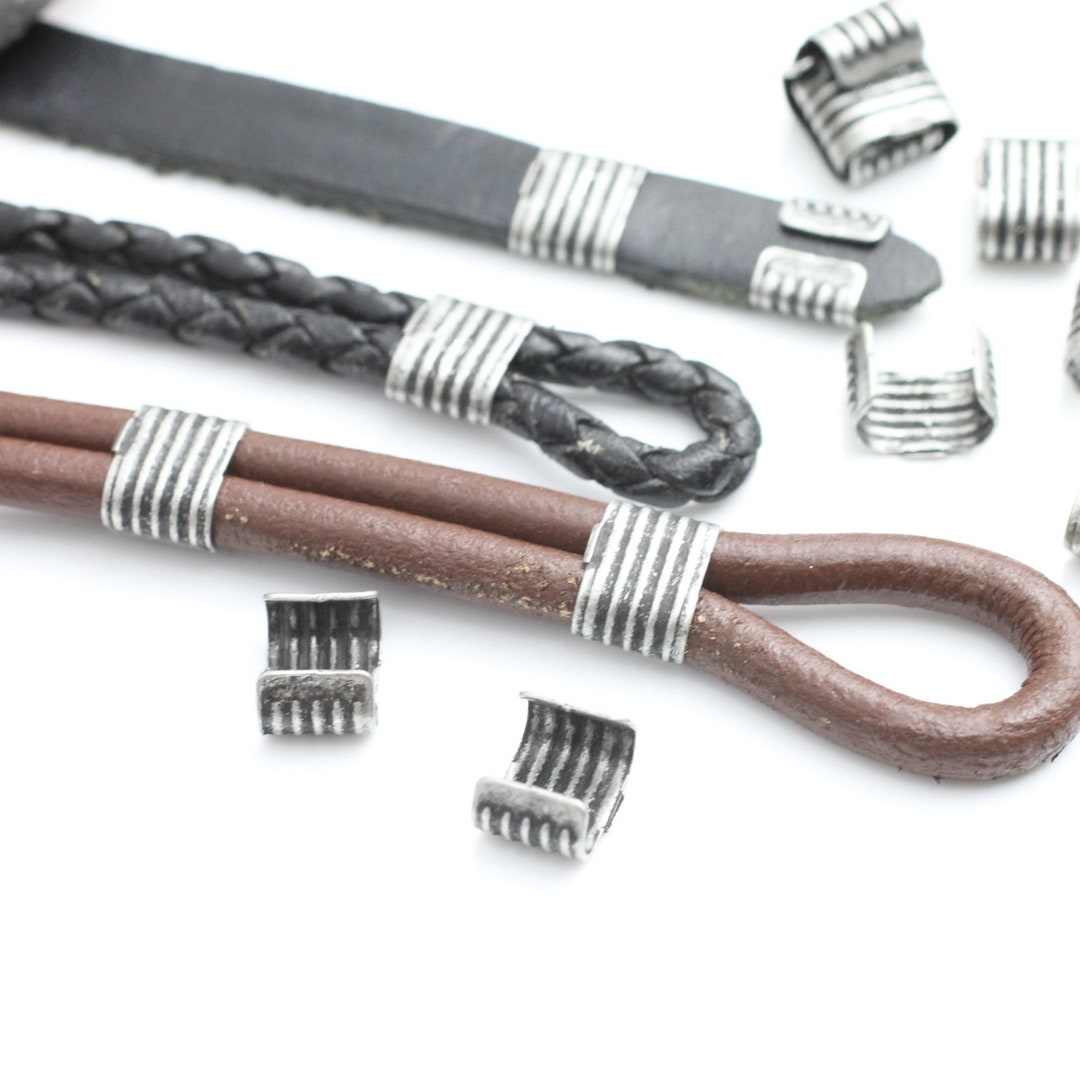 20 Dark Silver Crimp Fastener, Fold Over Crimp Leather Clasp, Leather ...