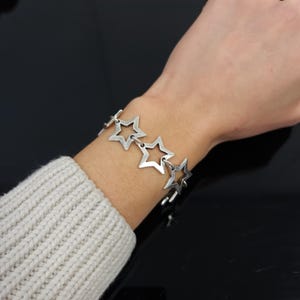 Silver Star Bracelet, Star Chain Bracelet, Starry Bracelet, Star ...