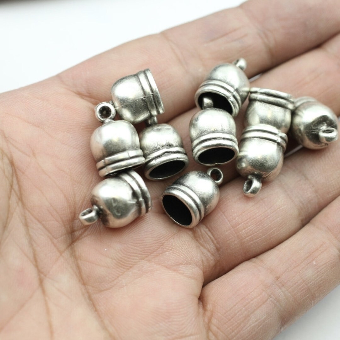 10 Cord End Caps, Bell End Cap for Round Leather, Necklace End Caps ...