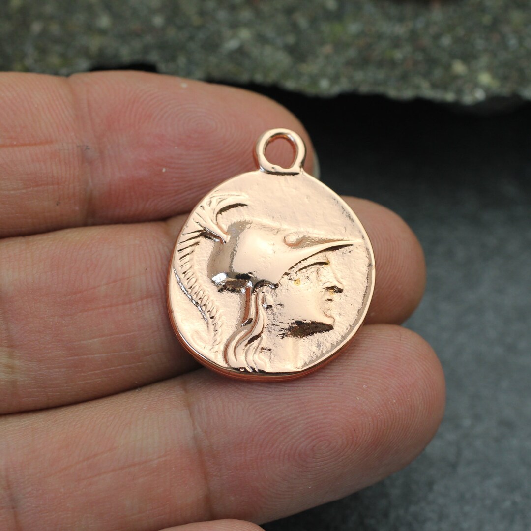5 Roman Soldier Charms, Warrior Coin Charms, Matte Gold Plated, Zamak ...