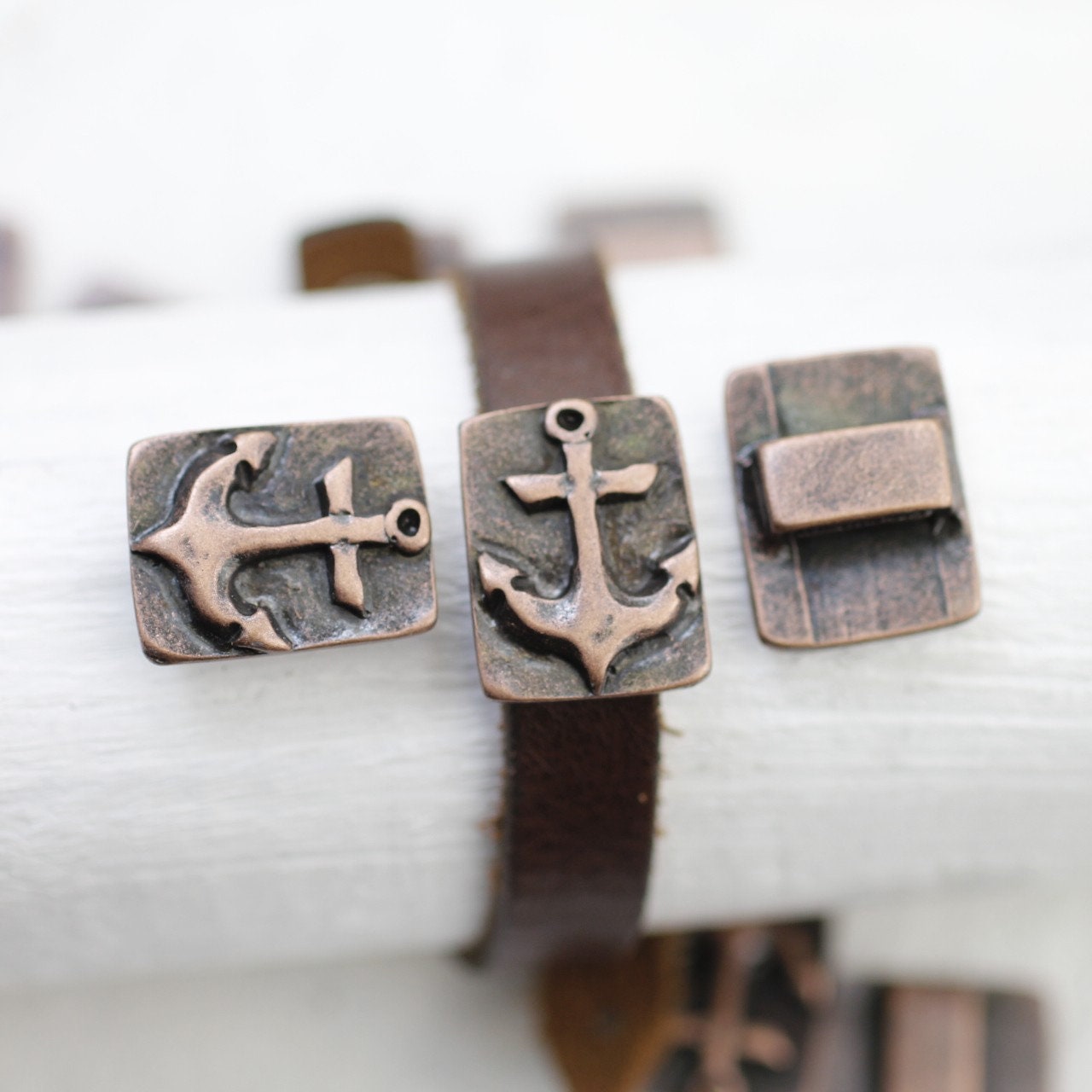 5 Anchor Slider Beads, Anchor Charms, Metal Beads for Bracelet Making ...