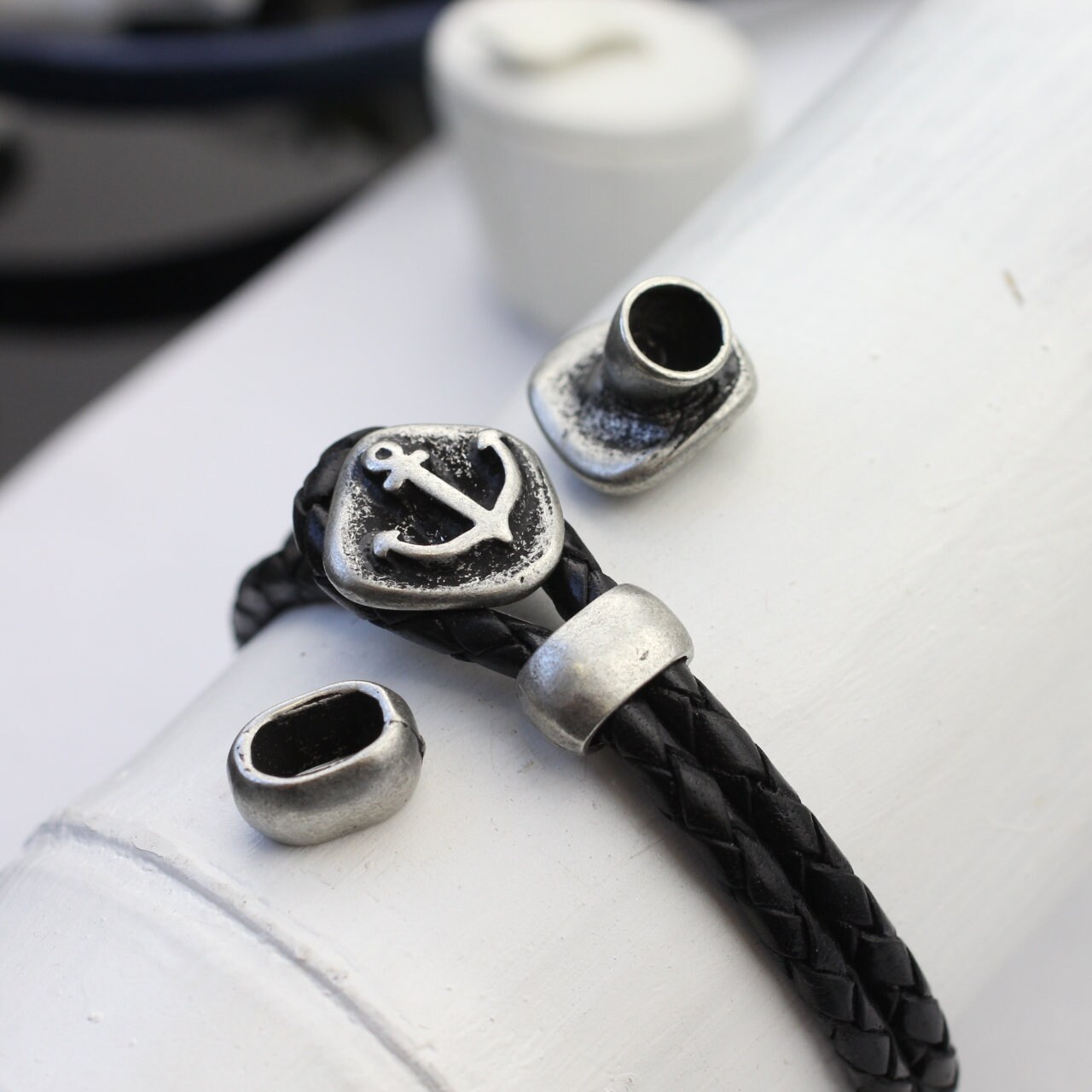 5 Sets Dark Silver Anchor Button Clasps for Leather Cord, Bracelet ...