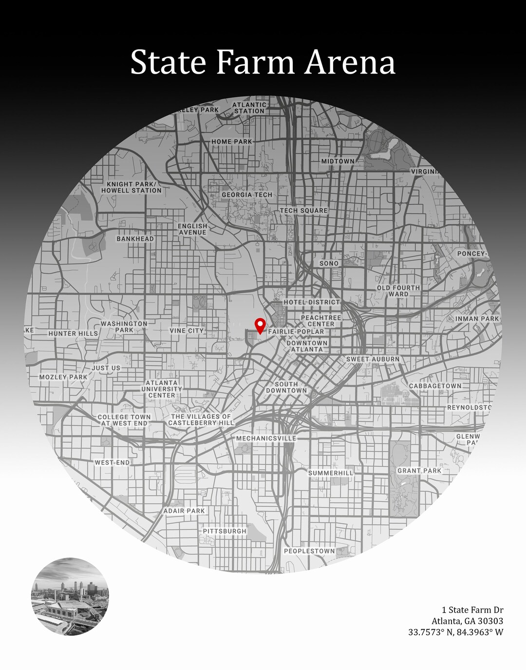 State Farm Arena Nö.md Location Map - Etsy