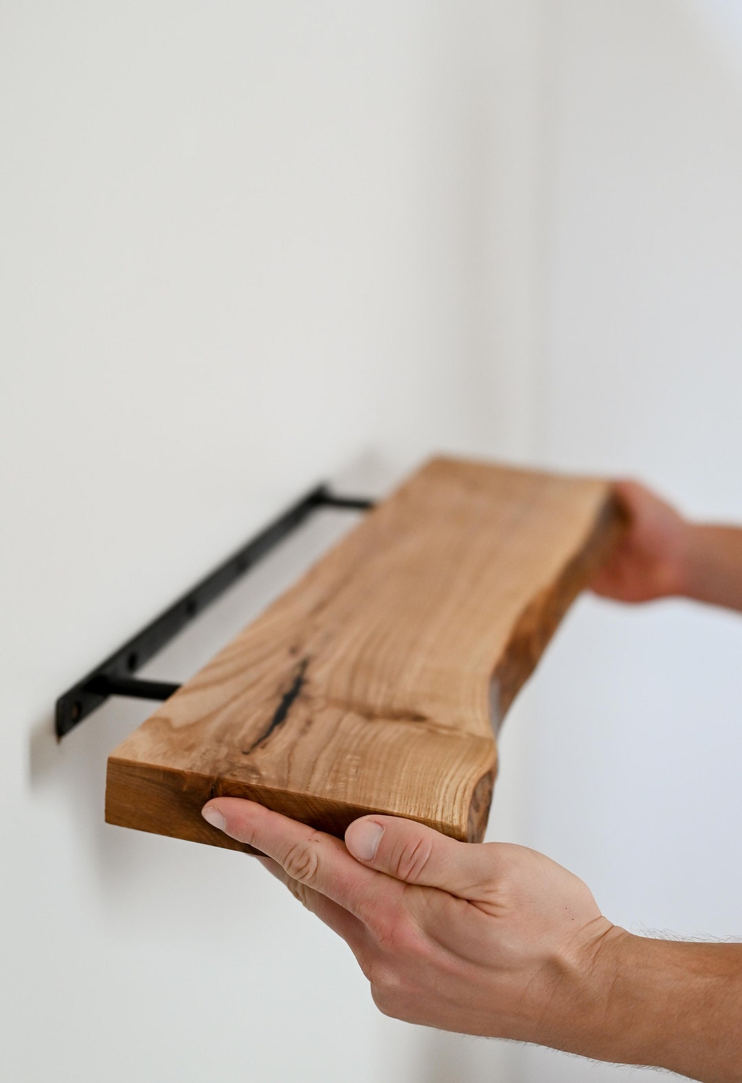 Handmade Ash Floating Shelf: Rustic Wood, Kitchen & Bathroom - Etsy