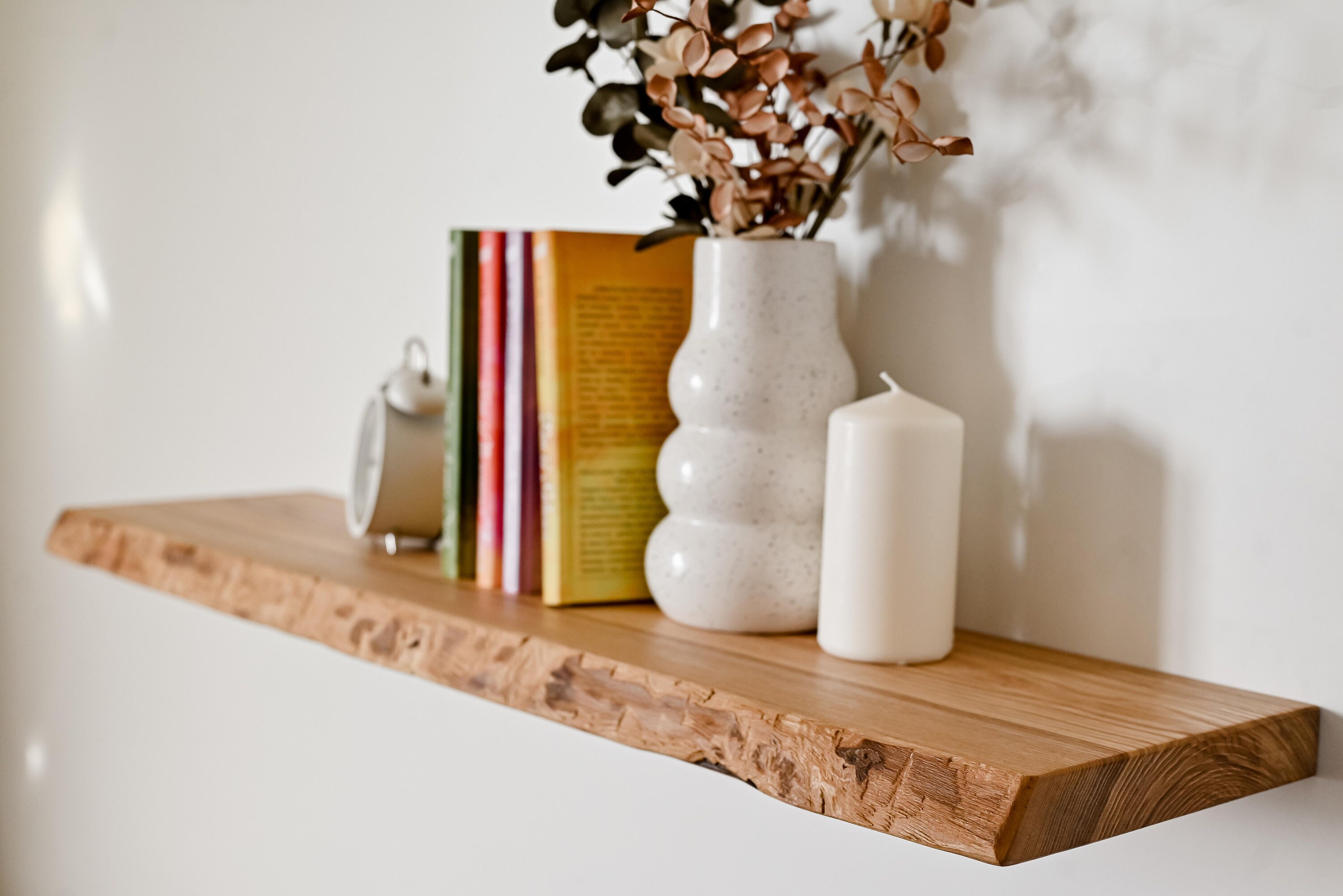 Ash Floating Shelf, Oak Floating Shelf, Natural Wooden Shelves, Book ...