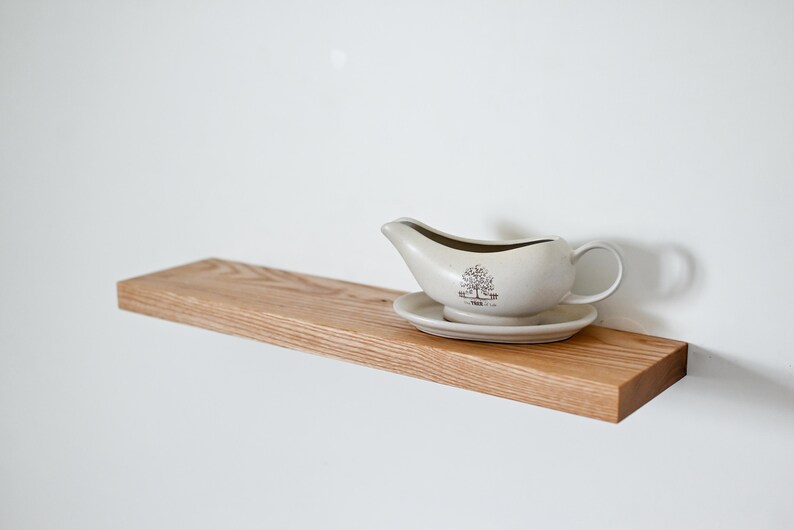 Ash Floating Shelf: Flat Edge Wood, Kitchen or Book Shelves - Etsy