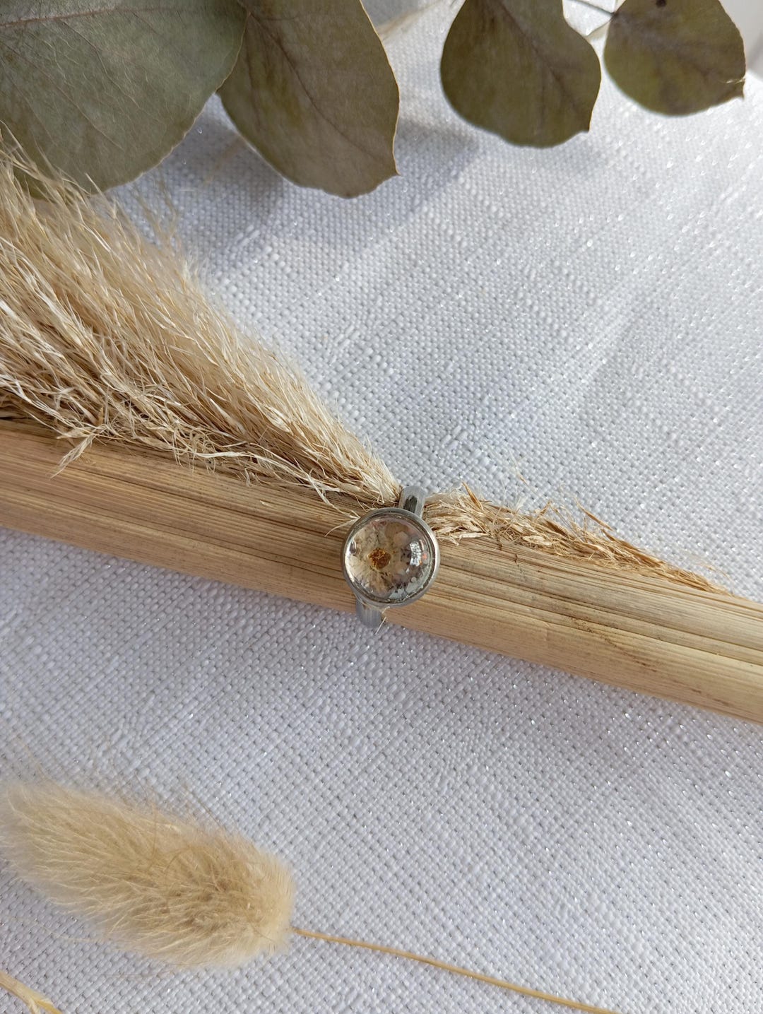 Dried Flower Ring, Handmade Silver Ring, Eco-friendly Ring, Small ...