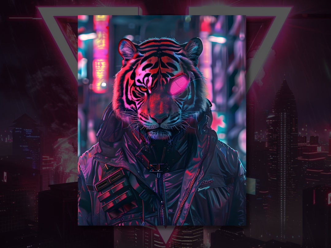 Cyberpunk Tiger Superhero 8K High Quality, Printable, Wall Art Painting ...