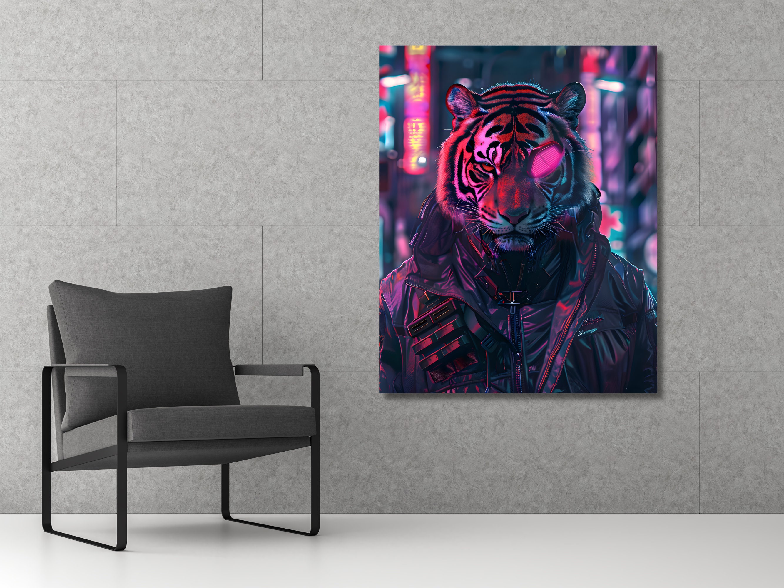 Cyberpunk Tiger Superhero 8K High Quality, Printable, Wall Art Painting ...