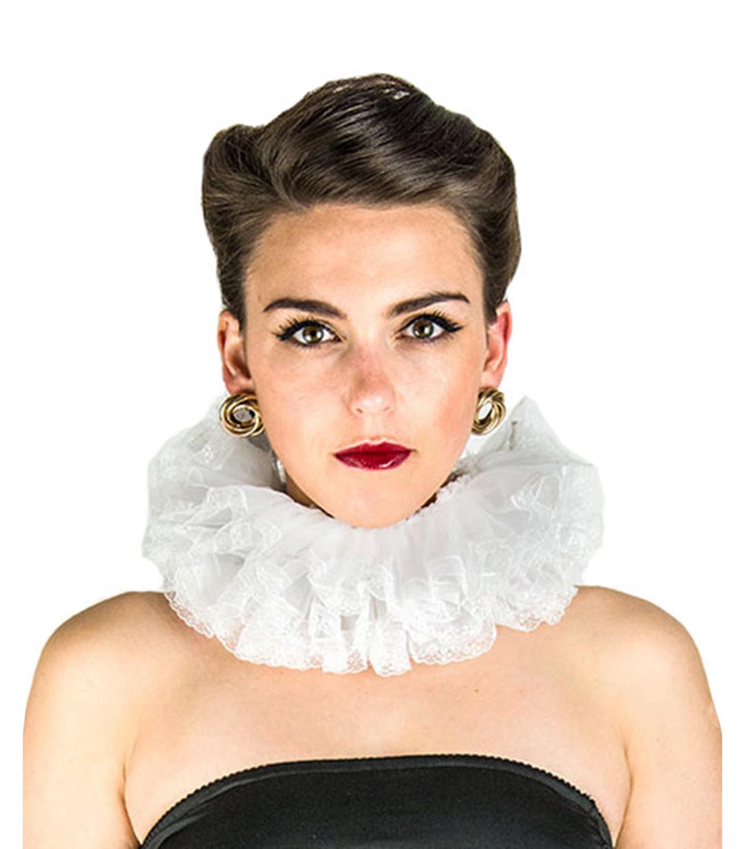 Elizabethan Neck Ruff Collar , Ruffled Lace Circus Costume, Pierrot ...