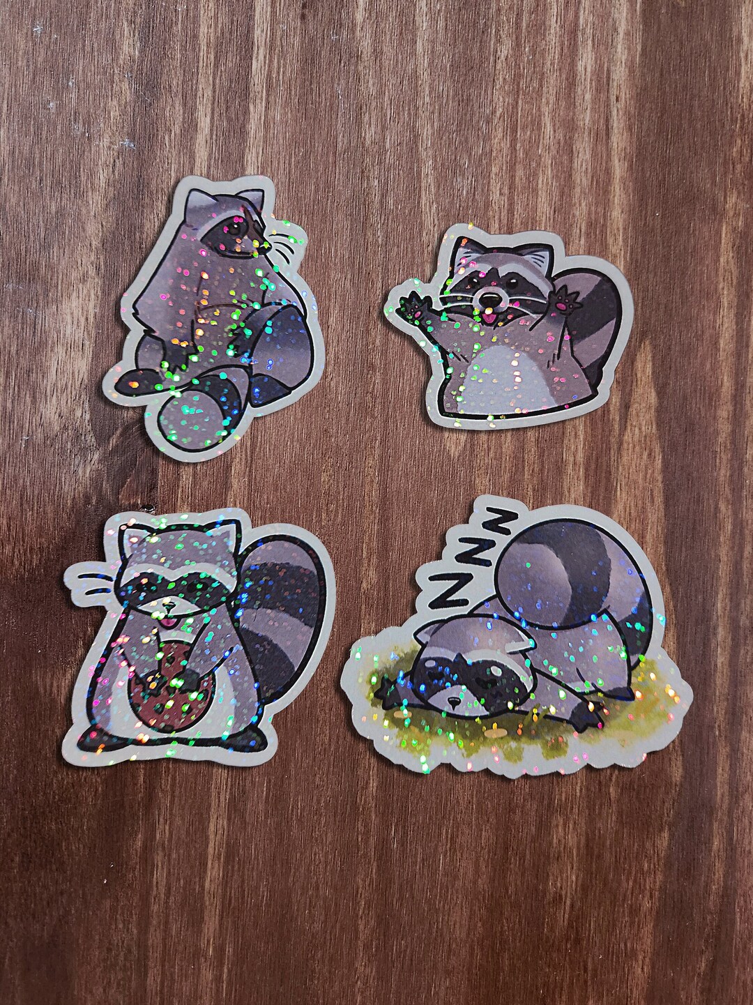 Cartoon Raccoon Sticker Pack - Etsy