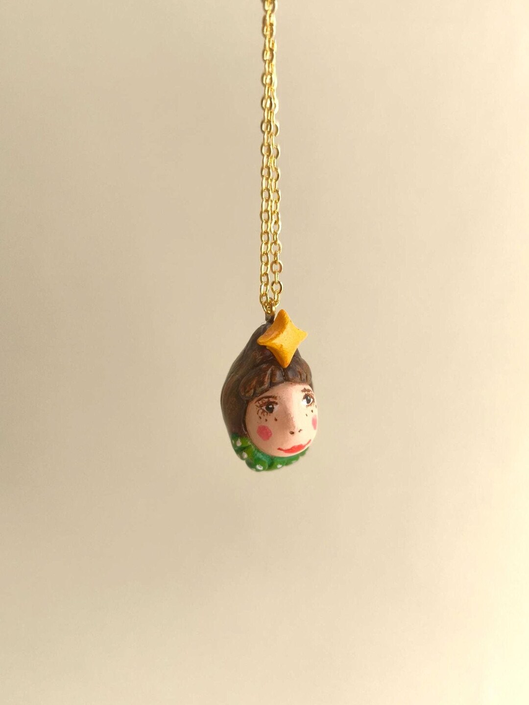 Gold and Silver Plated Chunky Pendant Necklace, Fantasy Star Elf Art ...