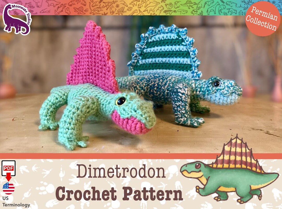 Dimetrodon Amigurumi Digital PDF Crochet Pattern by Moonwake Studios - Etsy