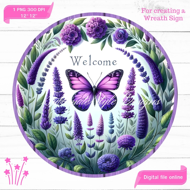Welcome Butterflies & Flowers Sign Welcome Wreath Signs, Spring Round ...
