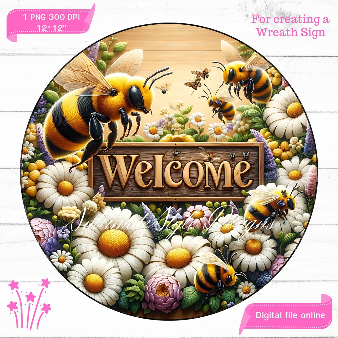Welcome Butterflies & Flowers Sign, Welcome Wreath Signs, Spring Round ...