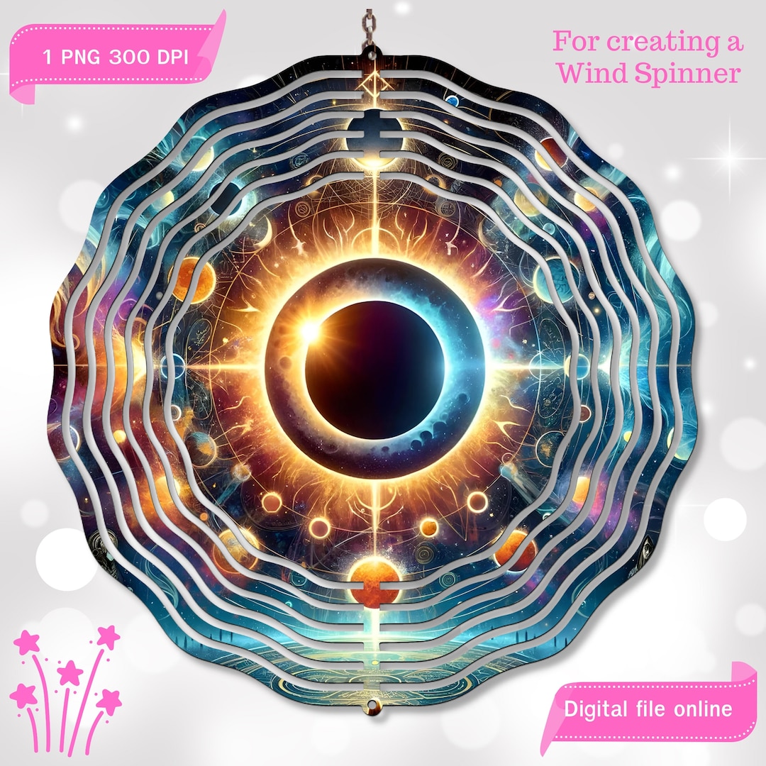 Solar Eclipse Wind Spinner Sublimation Design, Total Eclipse Wind ...