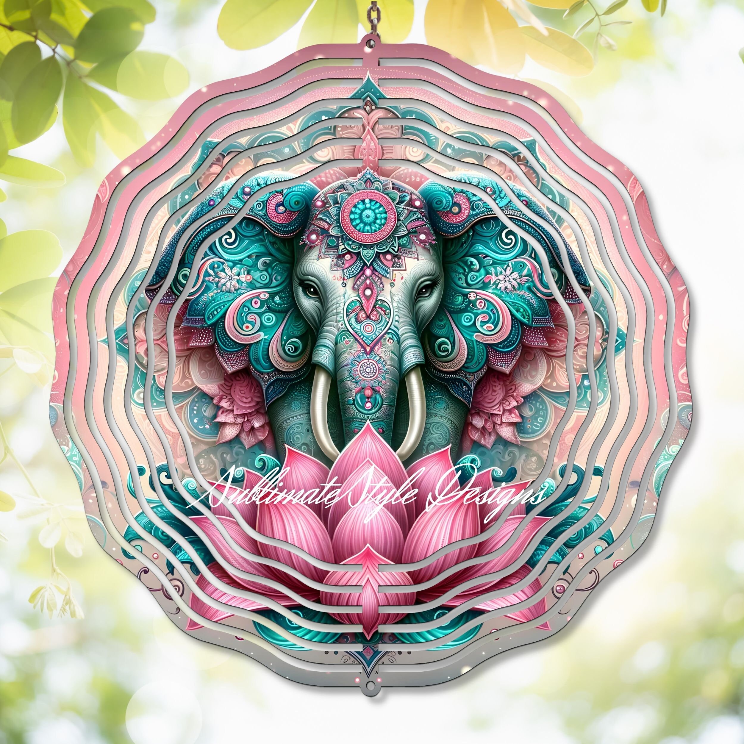 Elephant Mandala Wind Spinner Sublimation Design, Wind Spinner PNG for ...