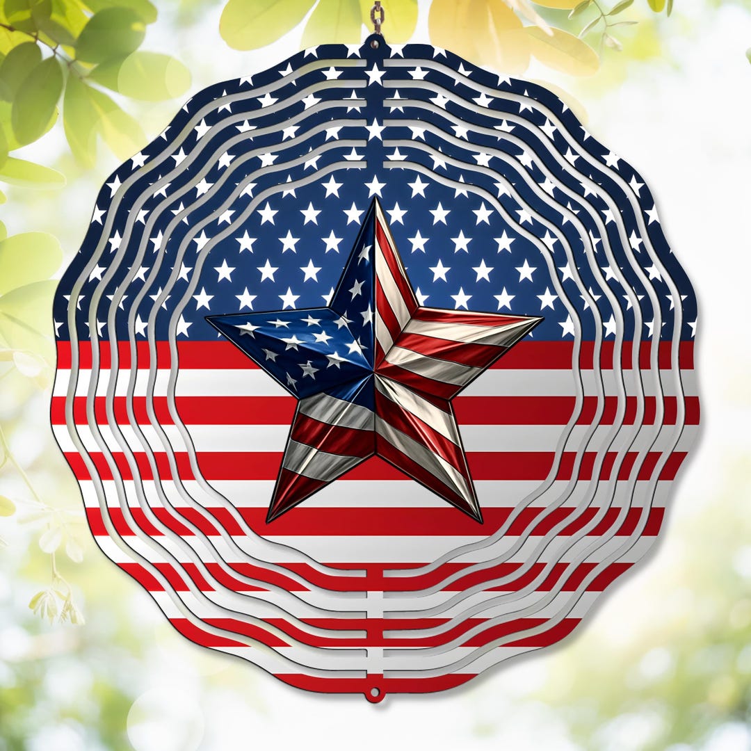 Patriotic American Flag Star Wind Spinner Sublimation Design, USA Flag ...