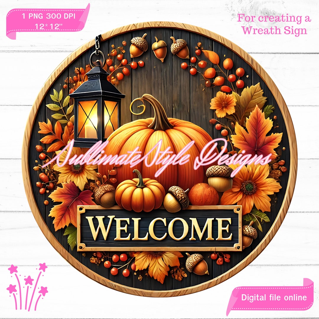 Autumn Pumpkin Welcome Sign: Fall Wreath Design (digital Download) - Etsy
