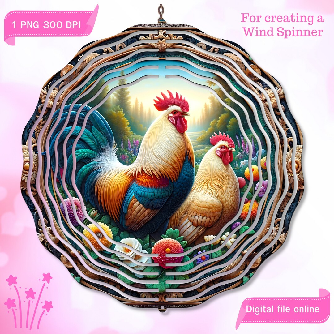 Chickens Wind Spinner, Country Roosters Wind Spinner PNG. Sublimation ...