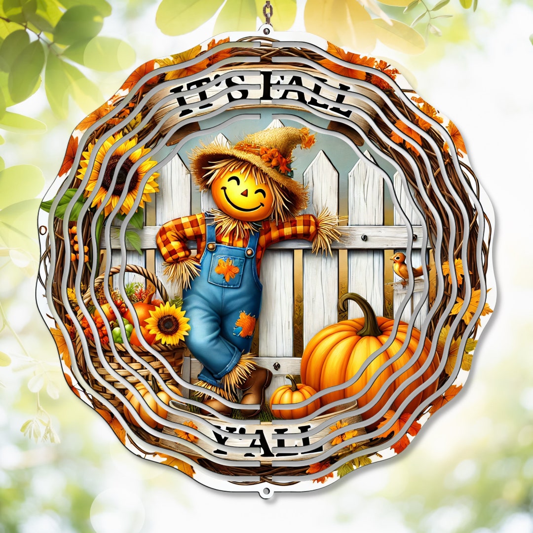 Fall Scarecrow Wind Spinner Sublimation Design, Pumpkin Wind Spinner ...