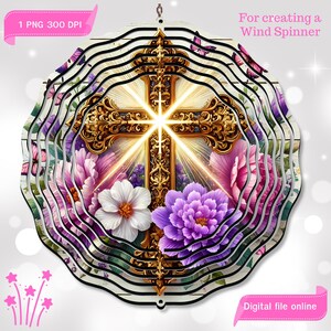 Floral Cross Wind Spinner Design, Christian Wind Spinner PNG ...