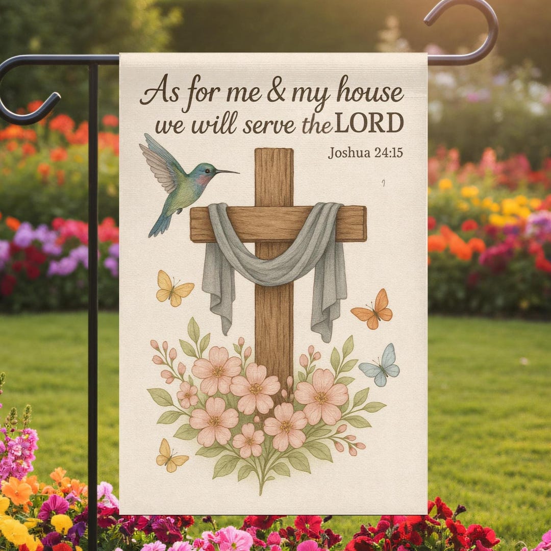 Christian Garden Flag PNG, Floral Cross, Scripture Art (digital ...