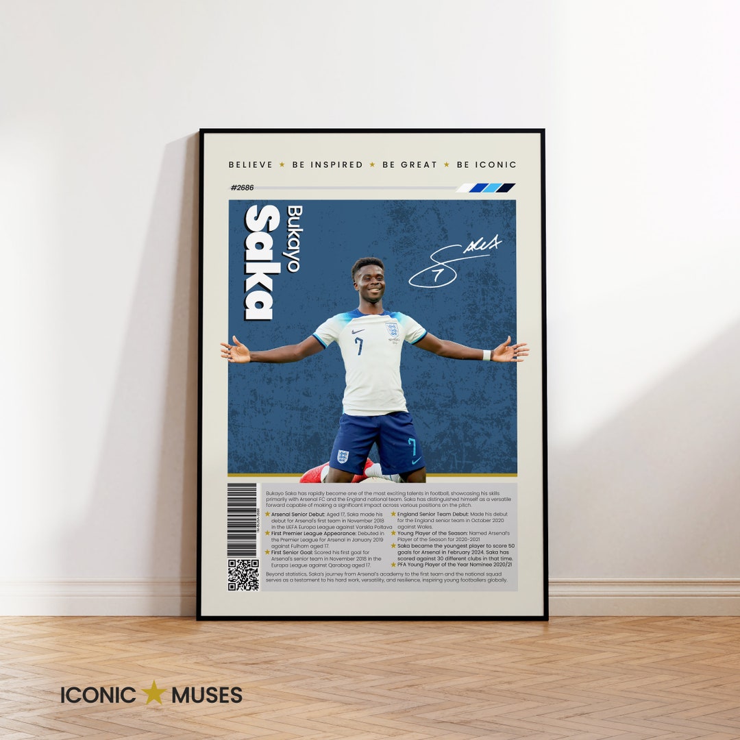 Bukayo Saka England Poster Print. Saka England Hat Trick Goal ...