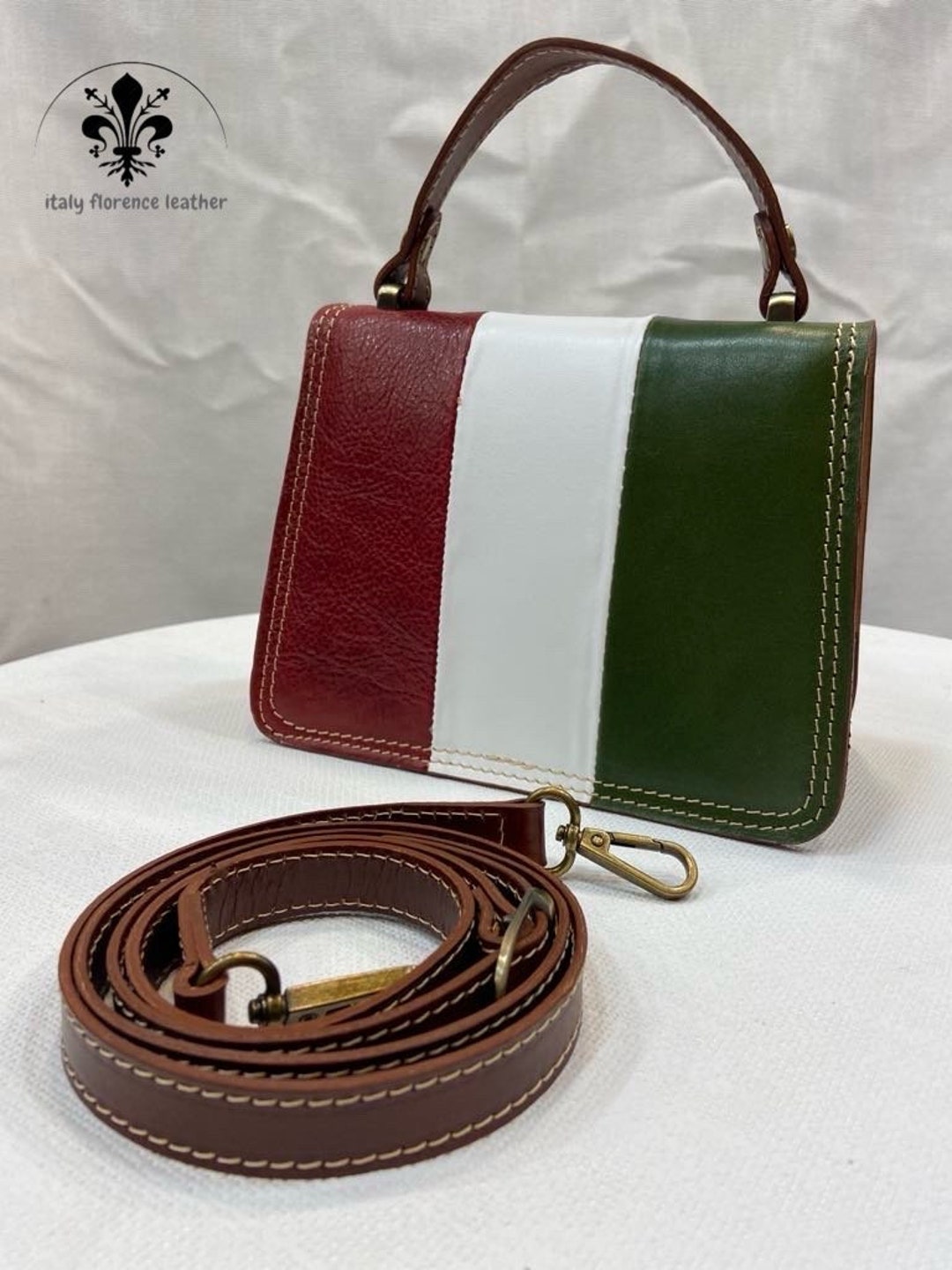 Genuine Leather Hand and Crossbody Bag From Italy/elegant Italian Flag ...