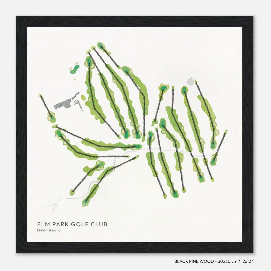 Elm Park Golf, Dublin, Ireland - Printed Golf Course Map Illustration ...