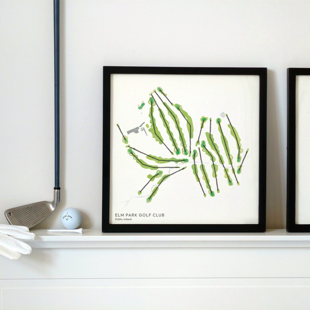 Elm Park Golf, Dublin, Ireland - Printed Golf Course Map Illustration ...