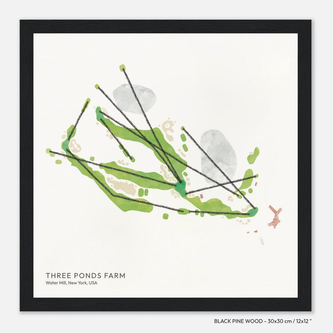 Three Ponds Farm, Water Mill, New York, USA Golf Course Map Wall Art ...