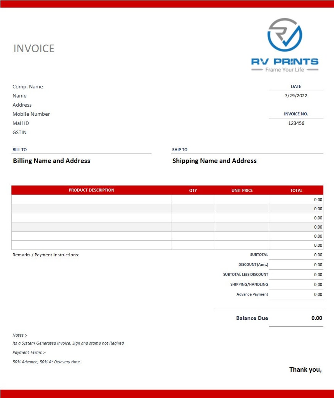 Invoice Template | Modern and Professional Invoice | Microsoft EXCEL ...