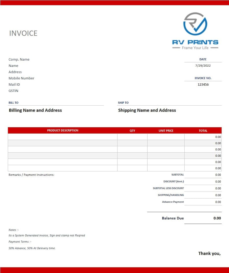 Invoice Template Modern and Professional Invoice Microsoft EXCEL ...