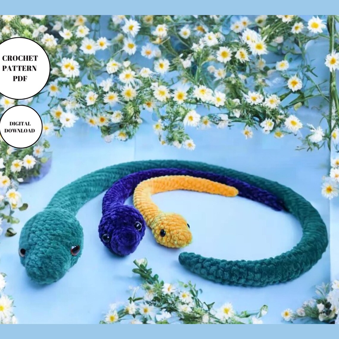 Crochet Plush Snake Pattern: Amigurumi Animal Toy (PDF Tutorial) - Etsy