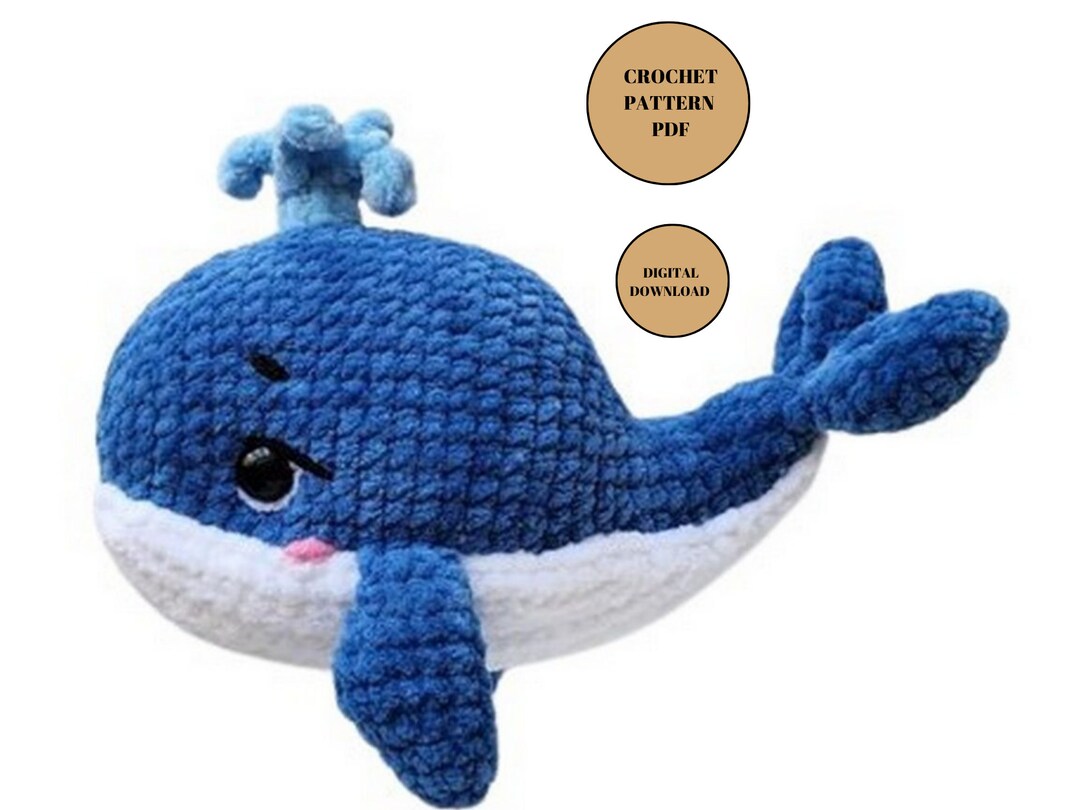 Blue Whale Amigurumi Crochet Pattern Pdf Stuffed Plush Easy Cute Blue ...