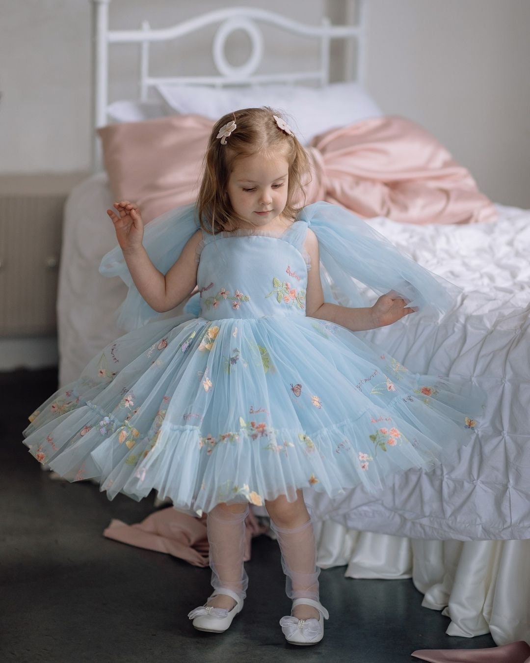 Light Blue Flower Girl Dress, Flower Girl Dress Tulle,junior Bridesmaid ...