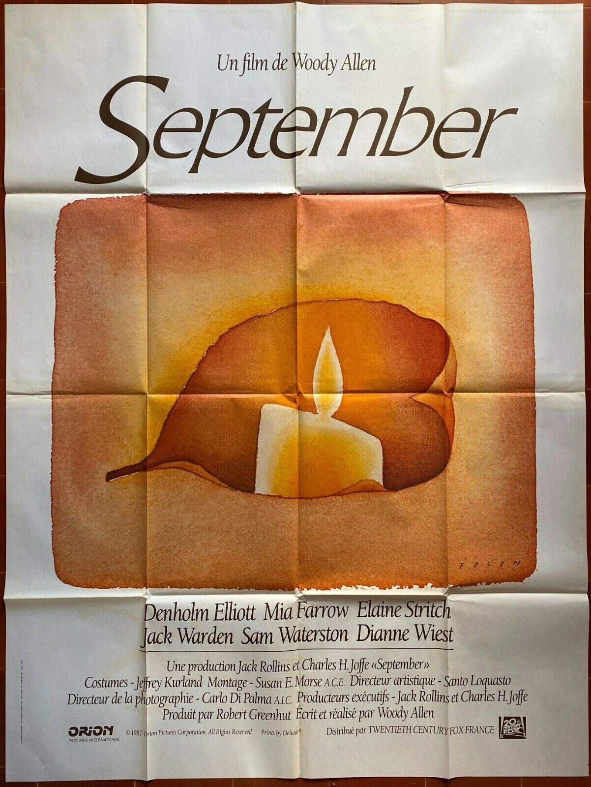 Original Cinema Poster SEPTEMBER Woody Allen Folon 120x160cm 1987 - Etsy